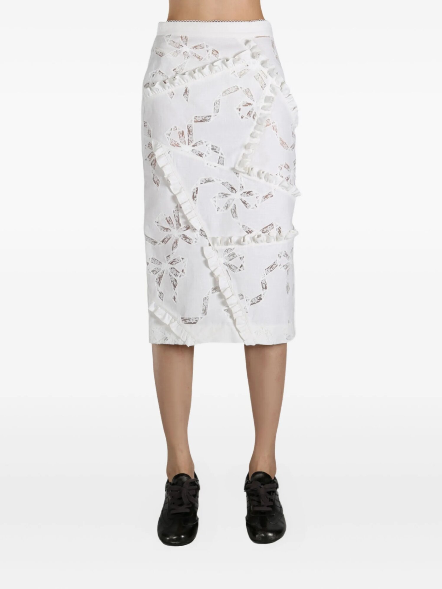 Юбка SHUSHU/TONG Cut-out skirt, размер 8, бежевый/белый — фото 1