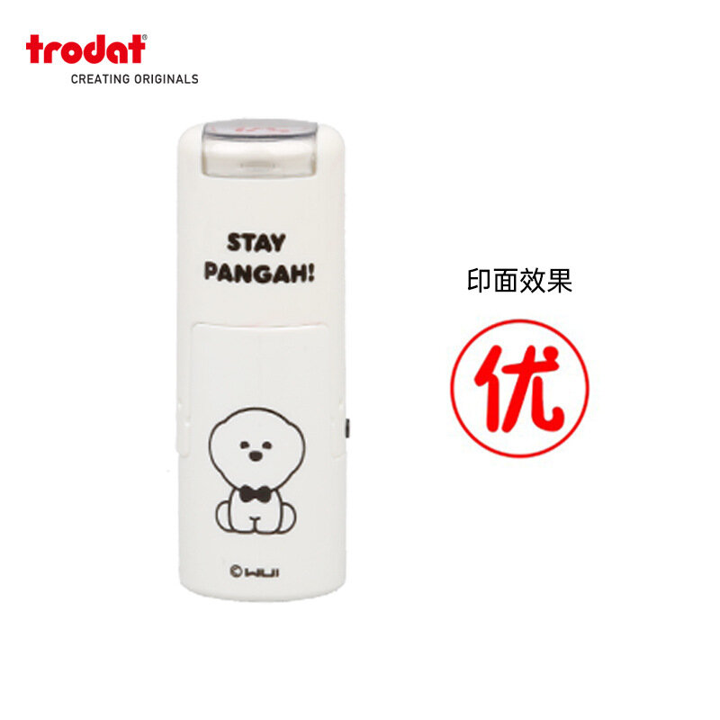 Самонаборный штамп Trodat 4612 для именных штампов, штампов контроля качества, штампов для прикрепления документов, штампов для похвалы и награждения учителей, с маленьким красным цветком для комментариев.