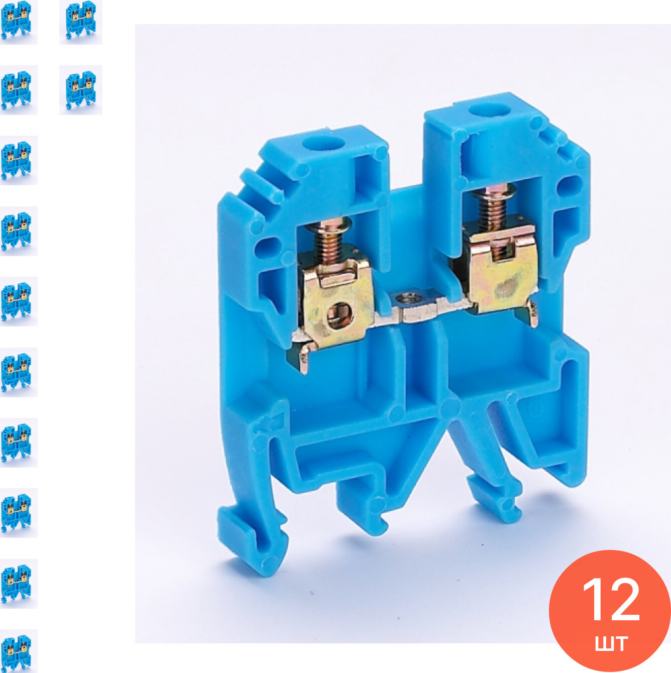 Клемма для проводов DEKraft / ДеКрафт ЗН-101-2-24А-08 винтовая наборная, 24А, корпус огнестойкий полиамид, синий, 1шт. / зажим (комплект из 12 шт)