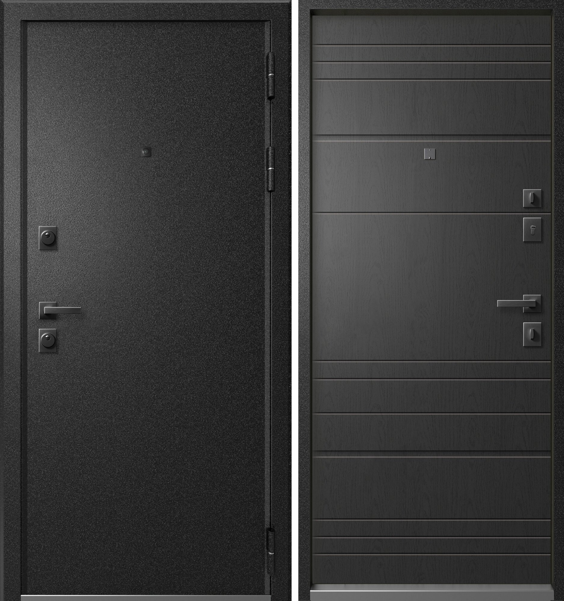 Дверь входная металлическая Эталон S-4 Черный муар блеск-Ясень дип графит 960 правая