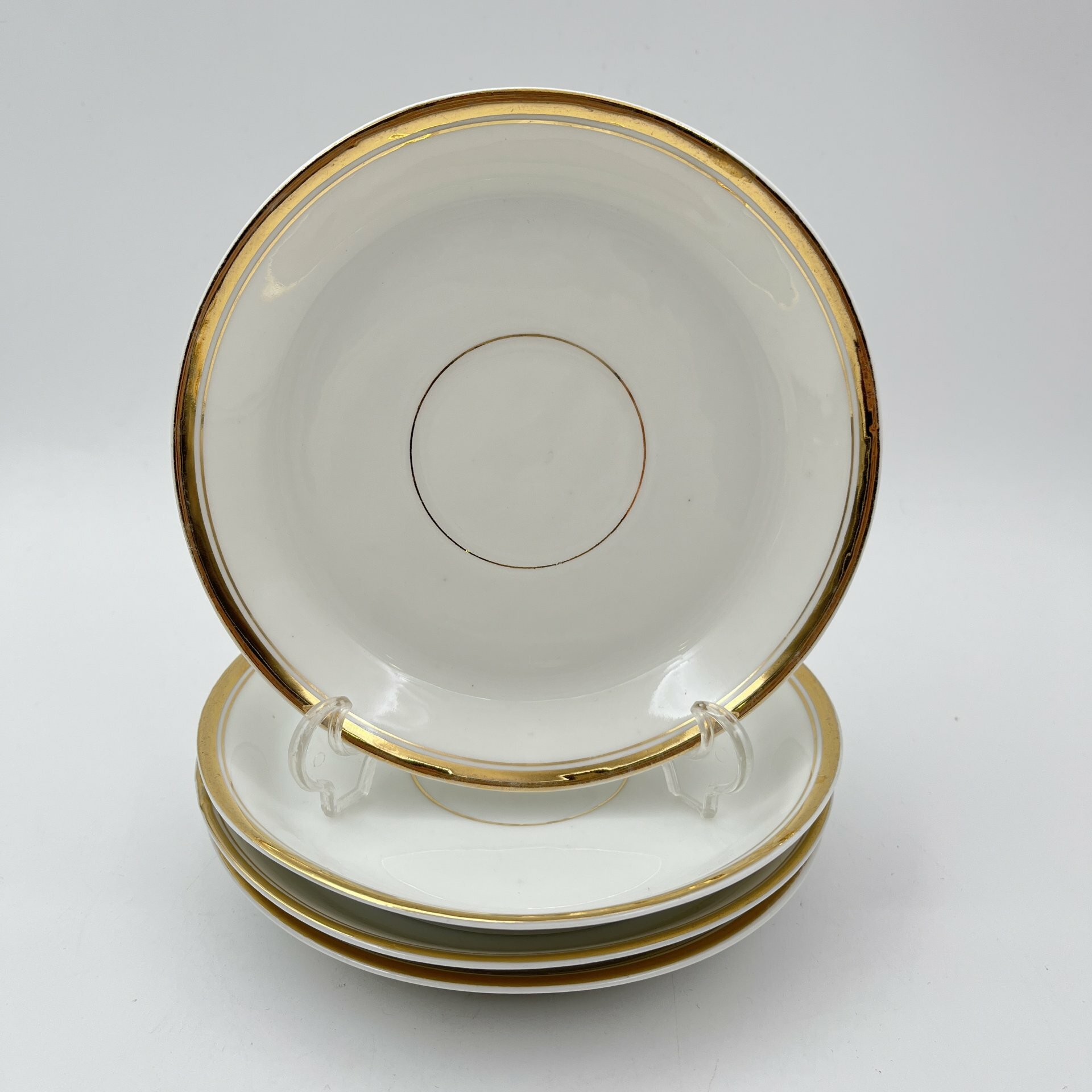 Набор из 4-х лаконичных блюдец, Baudour Fuisseaux, фарфор, золочение, Бельгия, 1900-1918 гг.