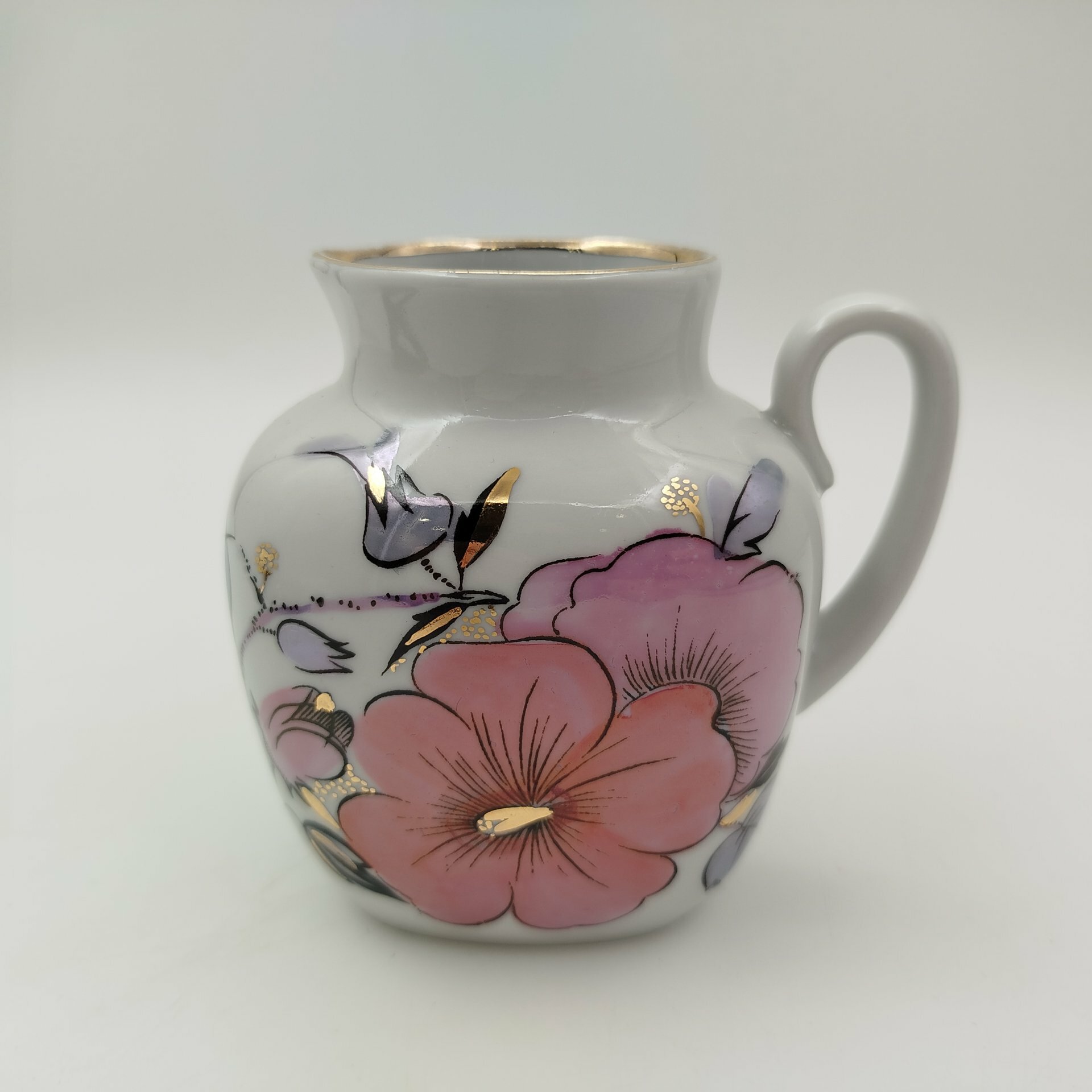 Молочник "Розовая ветка", автор рисунка Л. К. Блак, фарфор, роспись, золочение