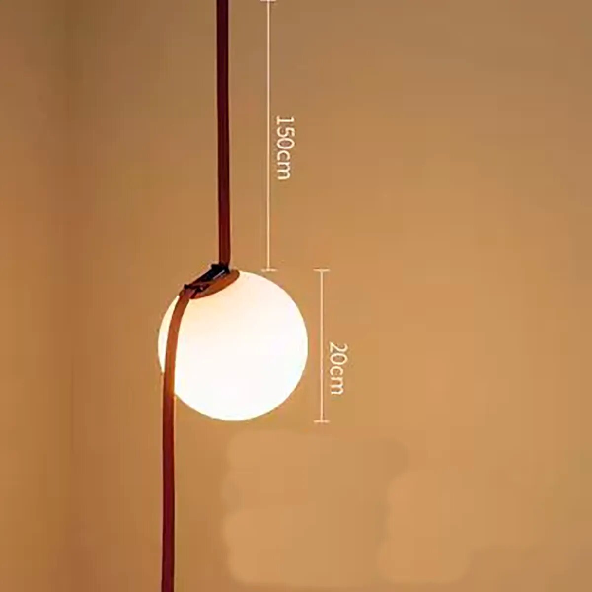 Подвесной светильник сферы на ремнях в стиле Plusminus (один плафон оранжевый ремень 20*150 см)