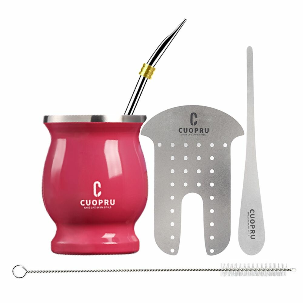 Набор чашек для мате 220 мл с бомбильей и фильтром, аргентинский стиль, для удобного приготовления и наслаждения напитком