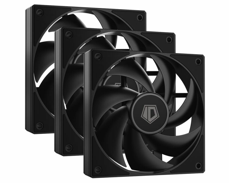 Корпусный вентилятор ID-Cooling AF-125-K TRIO (3 in 1) 120x120x25мм (20шт./кор, PWM, резиновые углы, черный, 500-2000об/мин) BOX