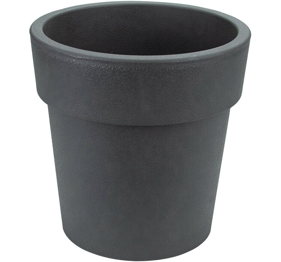 Кашпо пластиковое «тубус» 20х20см, 2,5л, графитовый, устойчиво к УФ-лучам
