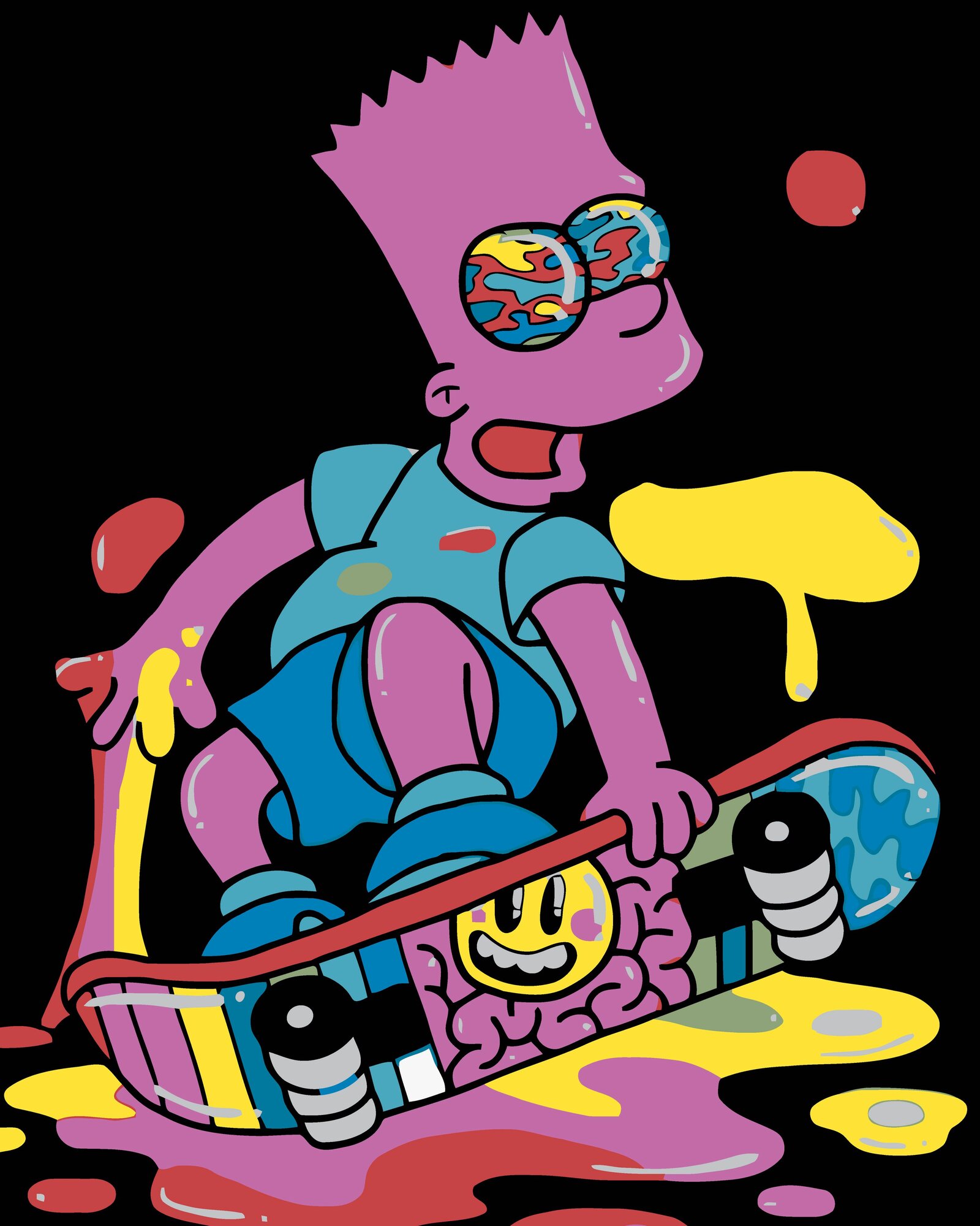 Картина по номерам U-597 "Неоновый Барт Симпсон с флуоресцентными красками" 40x50 см