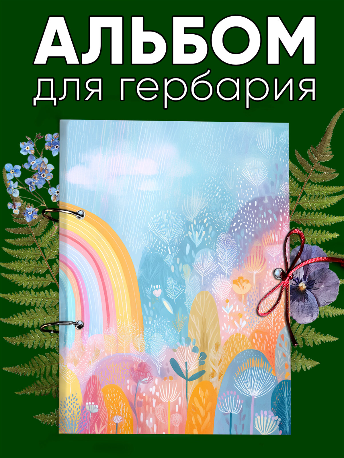 Альбом для гербария и коллекционирования трав, цветов и растений с калькой Радуга