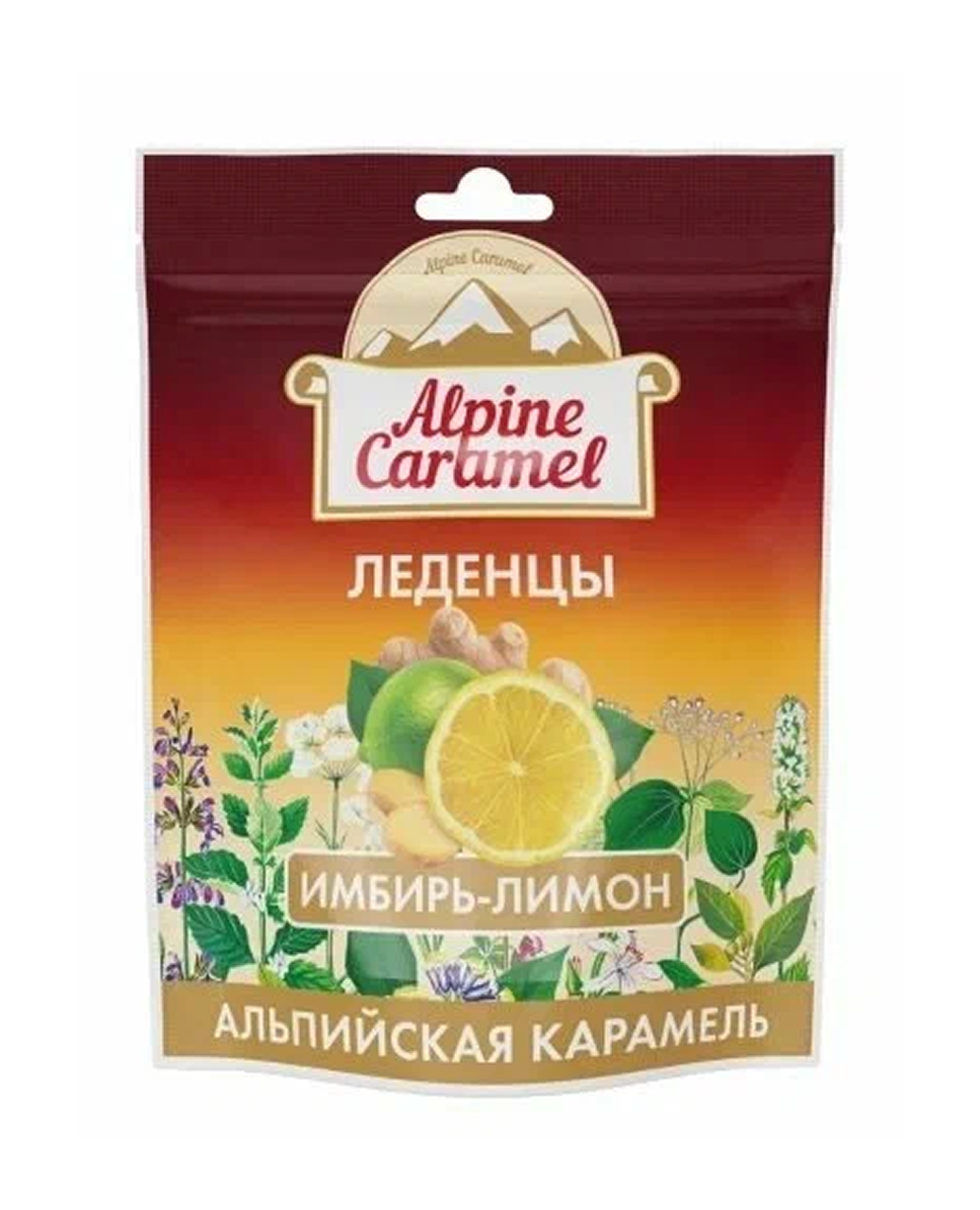 Леденцы Alpine Caramel "Имбирь-Лимон", для тонуса и укрепления, 75 г, Россия