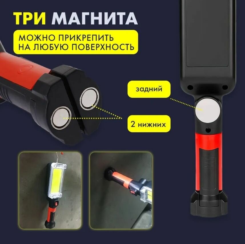 LED-фонарь для работы, портативный фонарик с USB-подключением, магнитная петля, фонарь для кемпинга.