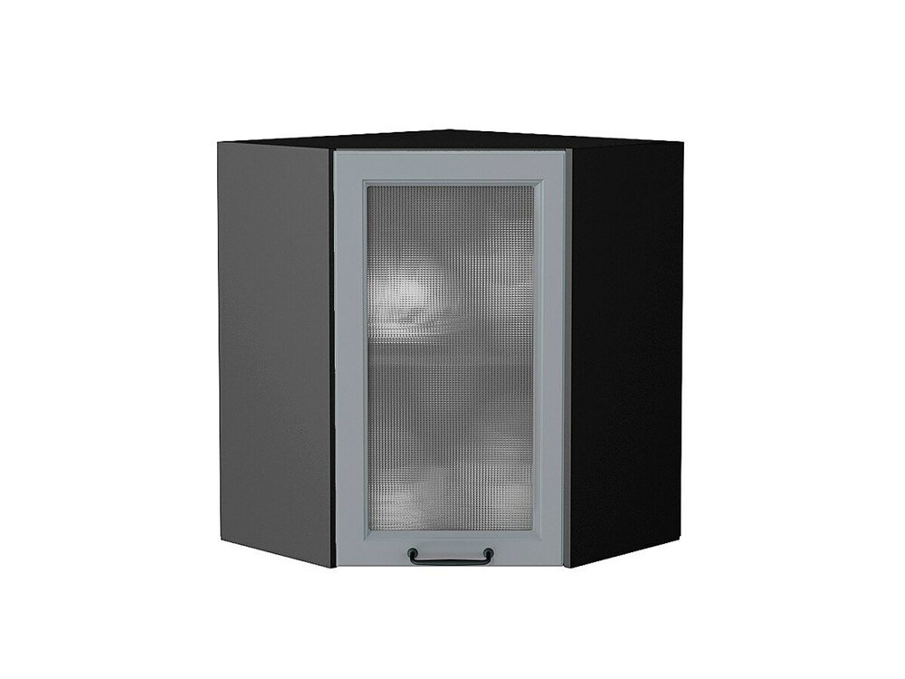 VVT Шкаф верхний угловой остекленный Ницца Graphite, Magnum, 720, Кризет В*Ш*Г 716*600*600, фасад МДФ/Стекло Magnum, корпус Graphite Magnum