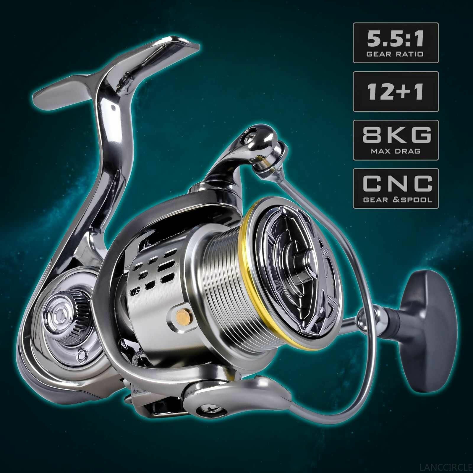 Катушка для спиннинга 4000 безынерционная для рыбалки на удочку 12+1 подшипник / Передаточное число - 5.5:1 / Для спиннинга, Фидер, Джиг, Карп-LANCCIRCLE