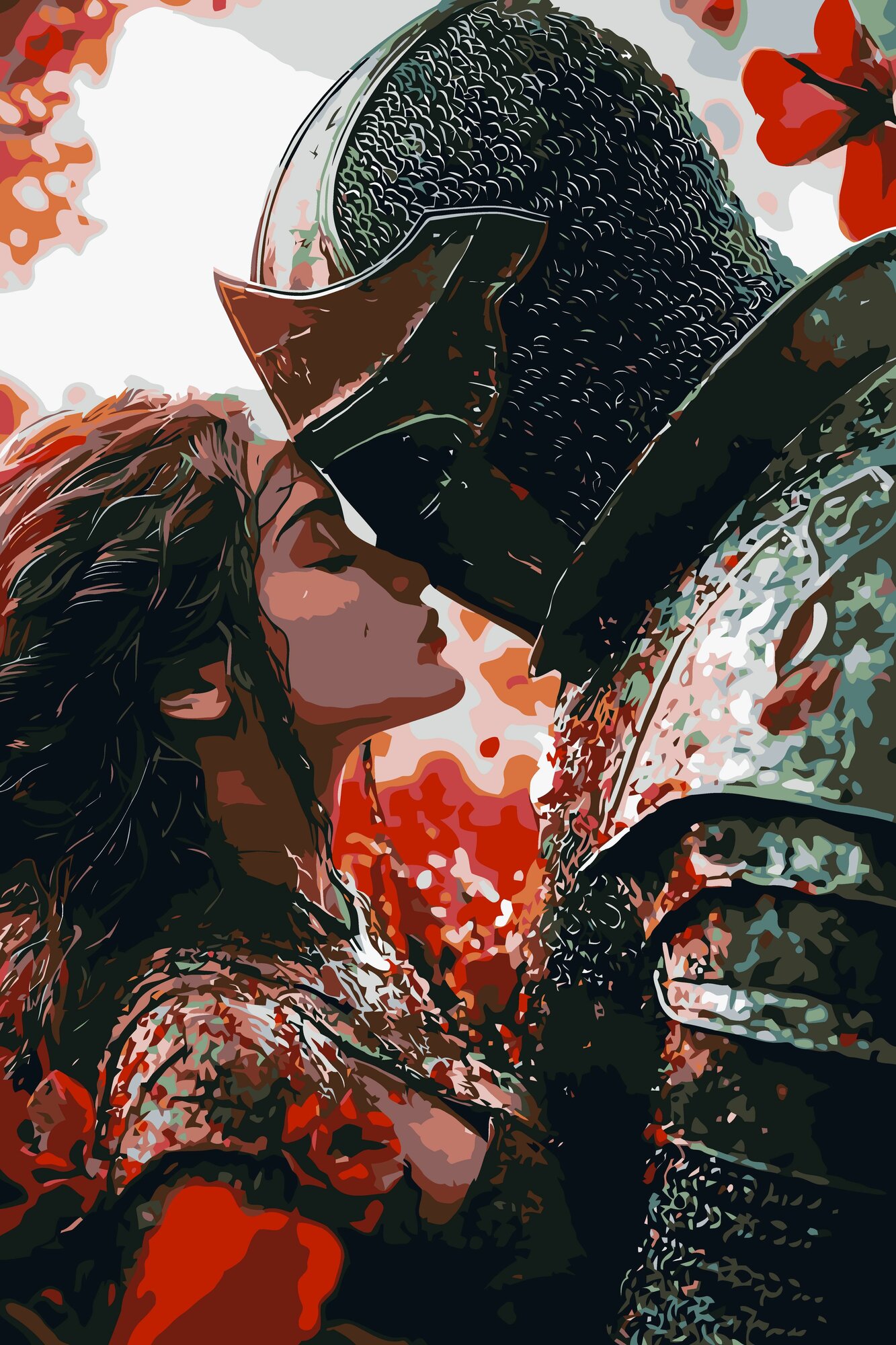 Картина по номерам X-331 "Рыцарь и Девушка" 40х60