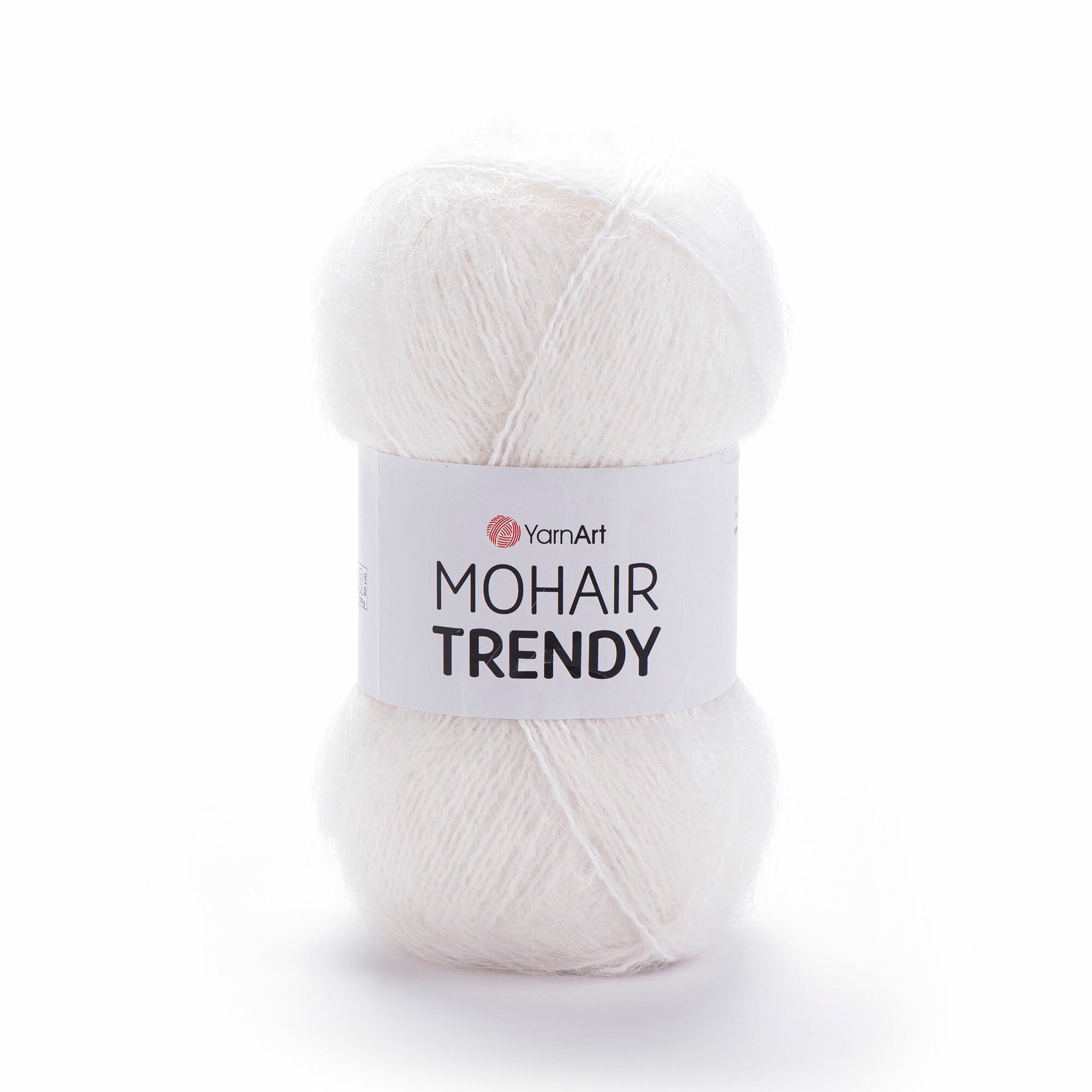 Пряжа YarnArt Mohair Trendy 101 белый (100г/220м, упаковка 5 мотков)