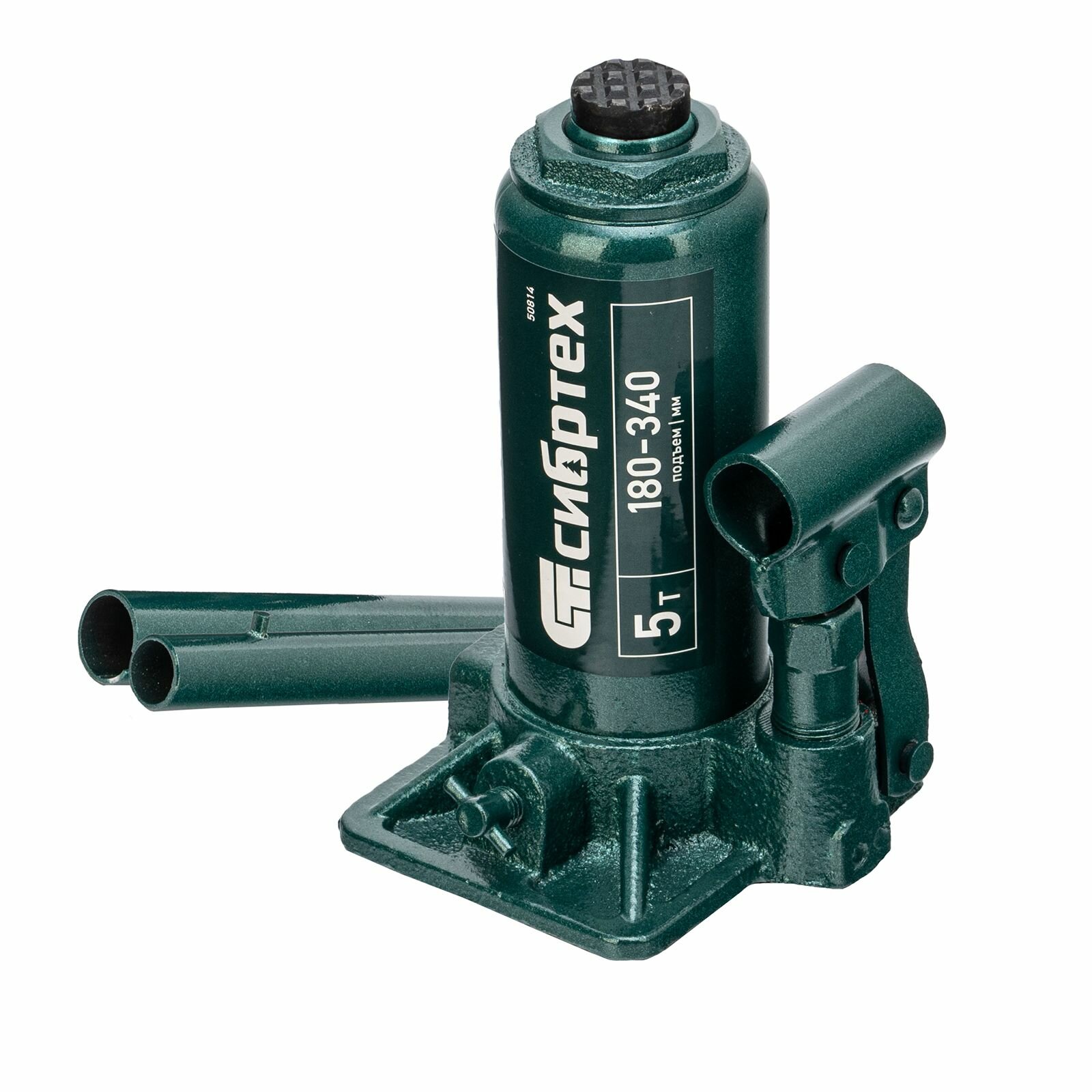 Домкрат гидравлический СИБРТЕХ бутылочный, в пластиковом кейсе, 5 т, 180-340 мм (50814)