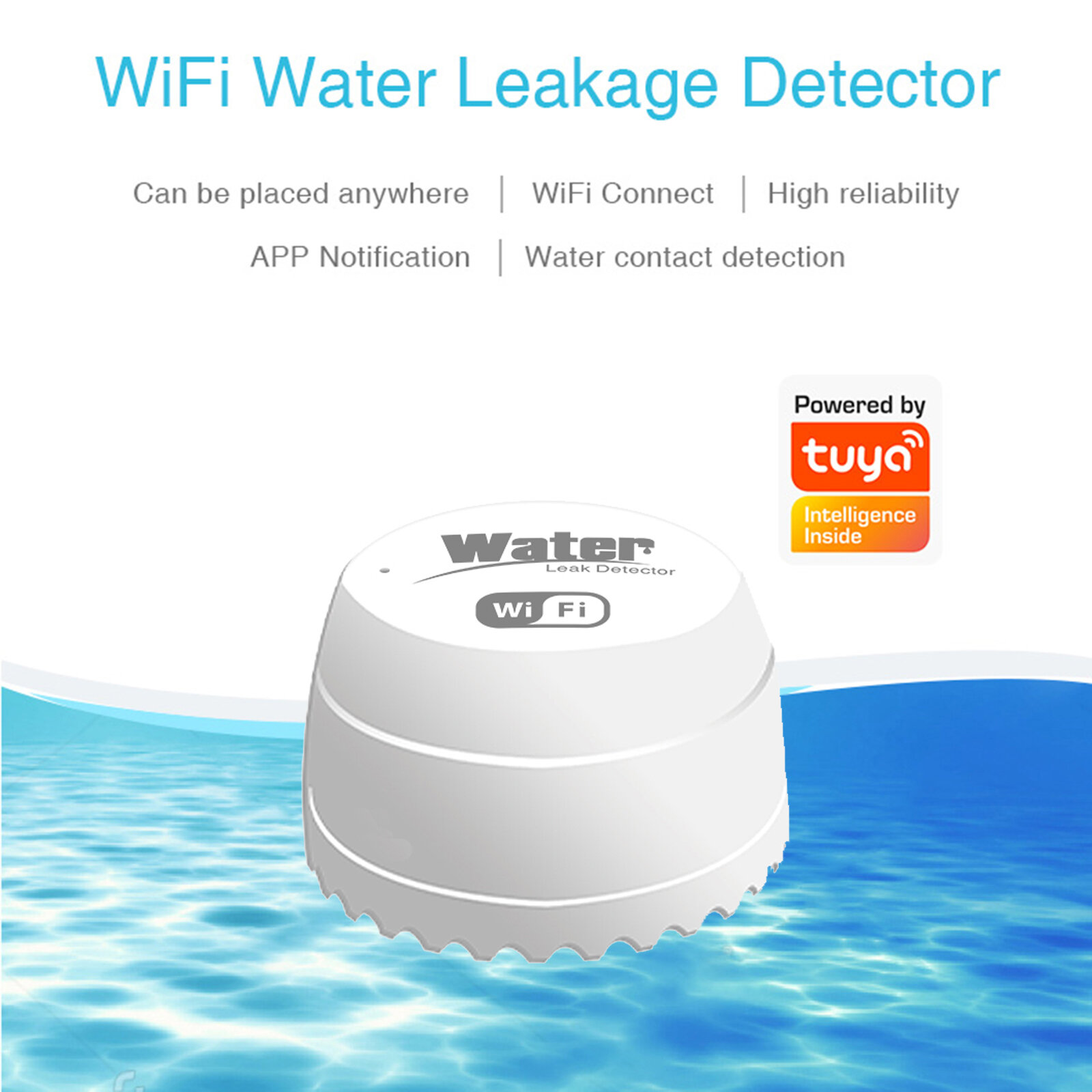 Умный датчик утечки воды Tuya Smart Life, для безопасности дома, Wi-Fi, IP55