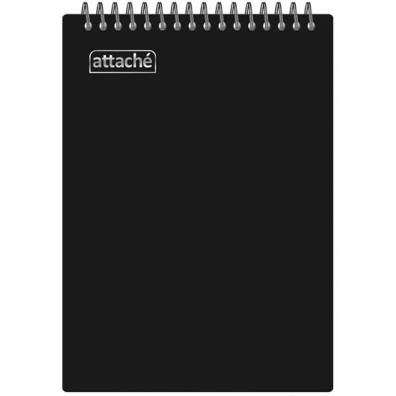 Блокнот А4 80л Attache гребень клетка пластик черн с тиснением 1775682