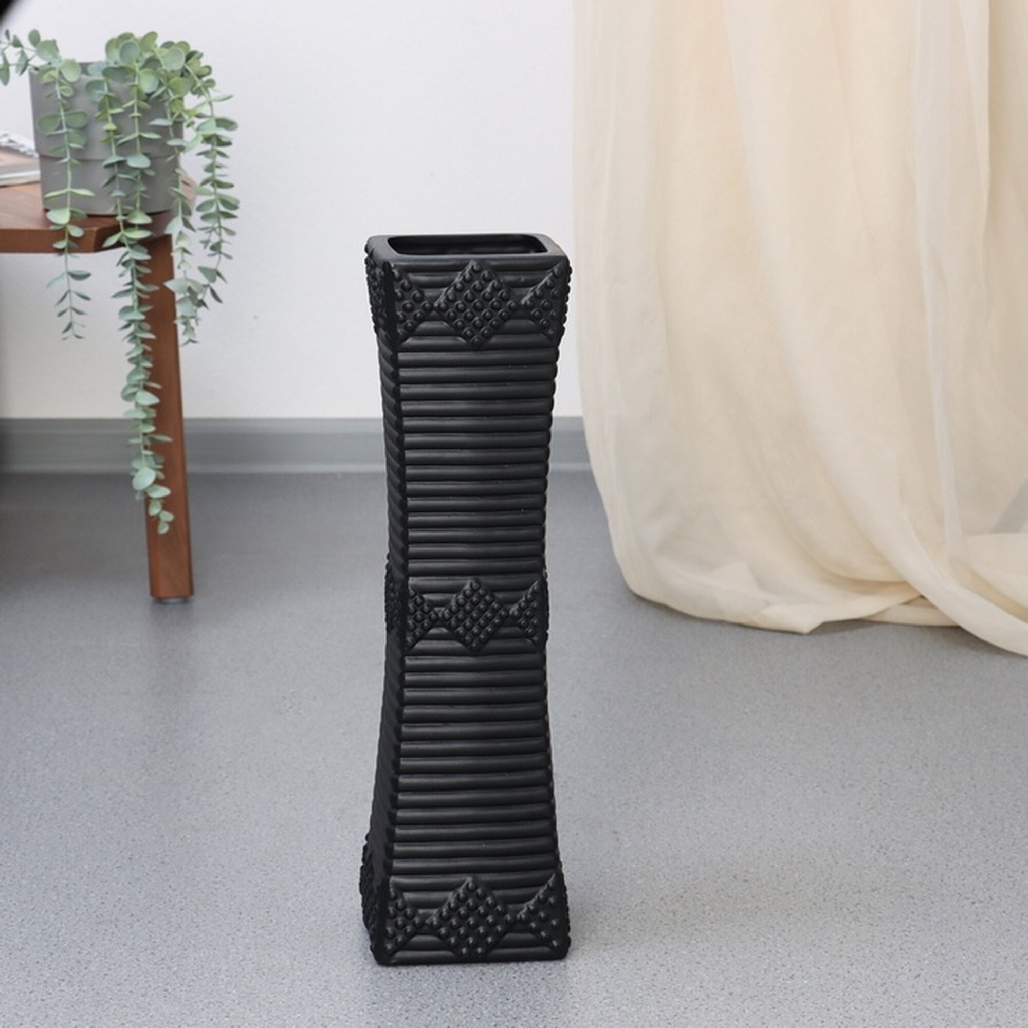 Ваза Сима-ленд «Харви», 46х12 см, напольная, керамика, чёрный