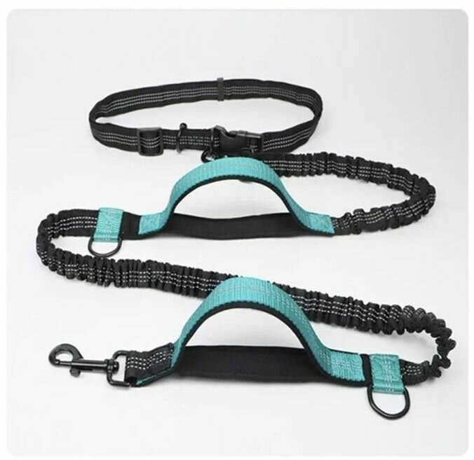 Поводок для бега с собакой "Свободные руки", эластичный поводок, с амортизаторами + регулируемый пояс