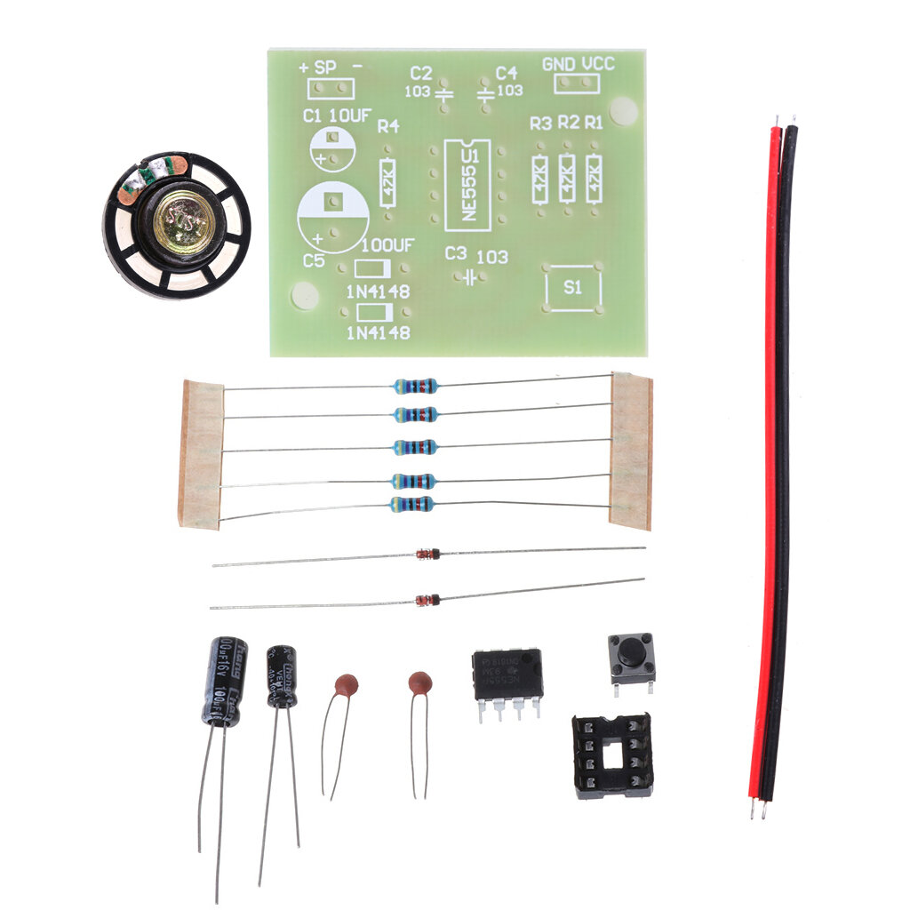 NE555 Генератор Звукового Сигнала Электронный Генератор Звуковых Сигналов DIY LED Kit 8R Динамик мощностью 0,25 Вт