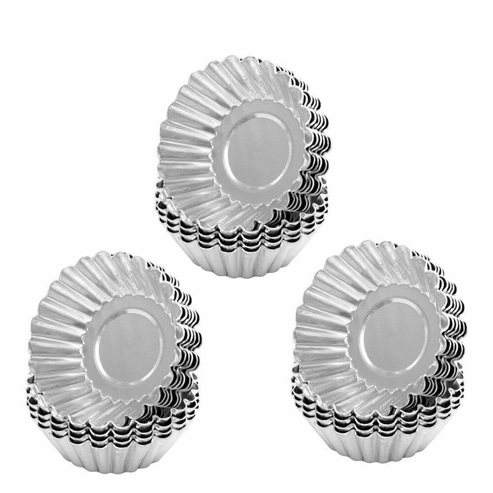 30Pcs Egg Tart Molds Mini Aluminum Cake Muffin Moulds Tins Pans Non Stick Cupcake Kitchen Reusable Baking Tools