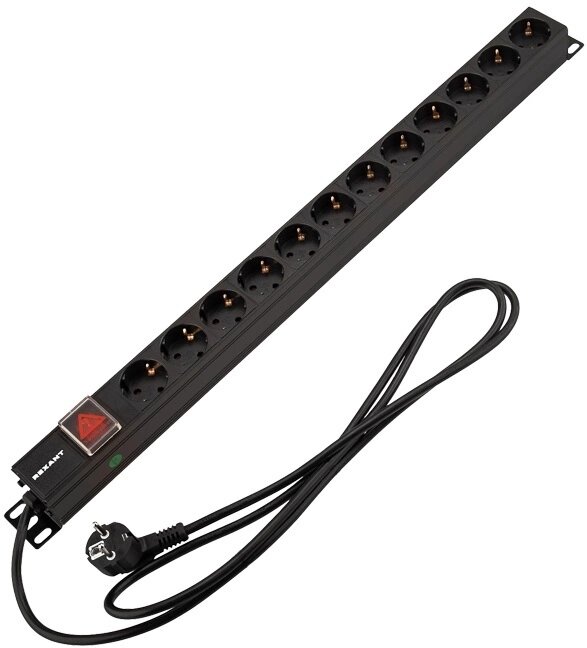 04-0204-2 / Блок распределения питания Rexant 04-0204-2 верт. размещ. 12xCEE7/4 базовые 16A CEE7/7 2м