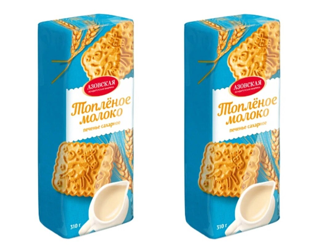 Азовская кондитерская фабрика печенье Сахарное со вкусом Топленого молока,310 гр, 2уп.