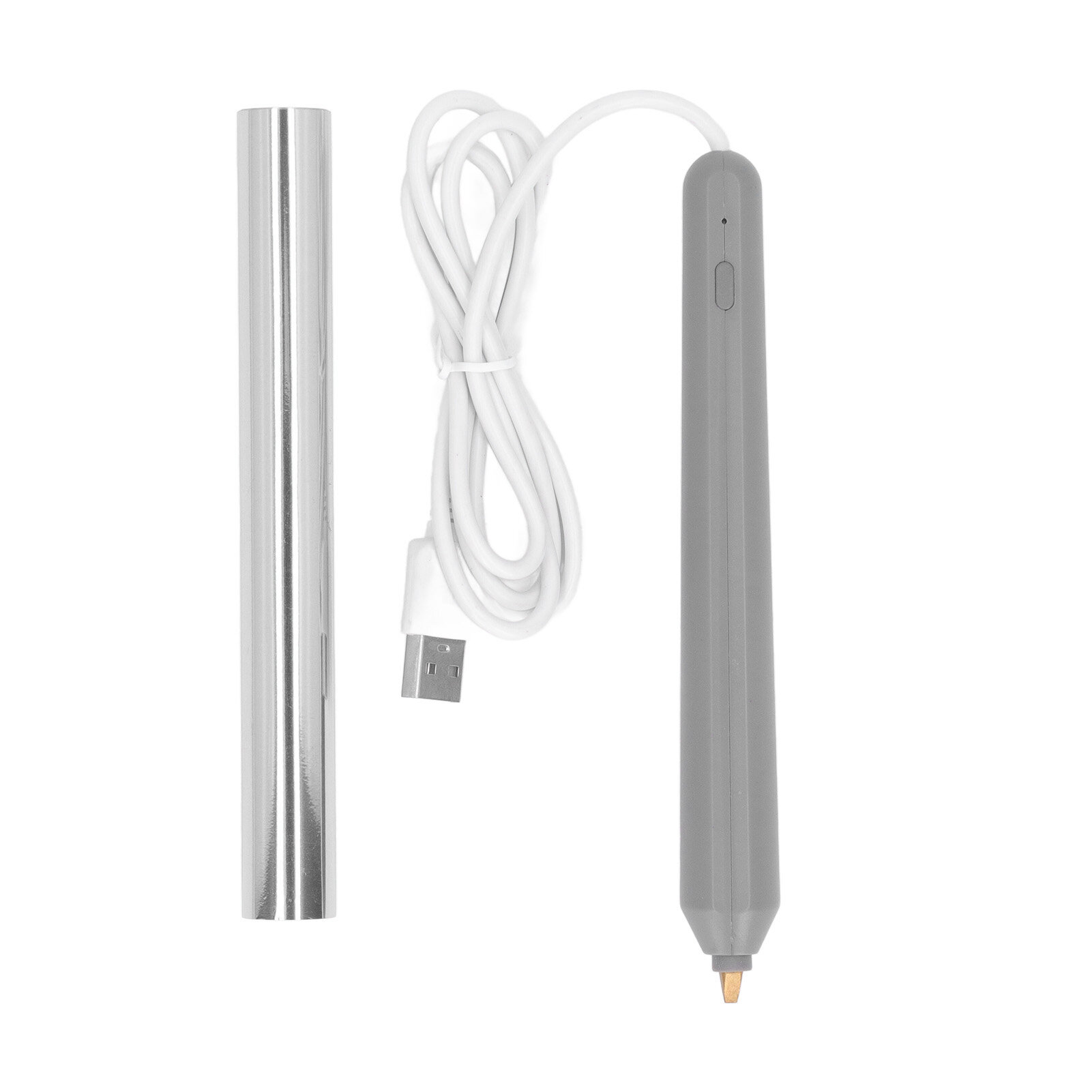 Ручка для термотиснения фольгой с USB-зарядкой, инструмент для тиснения ABS-пластиком, для рисования и письма, серебристого цвета.