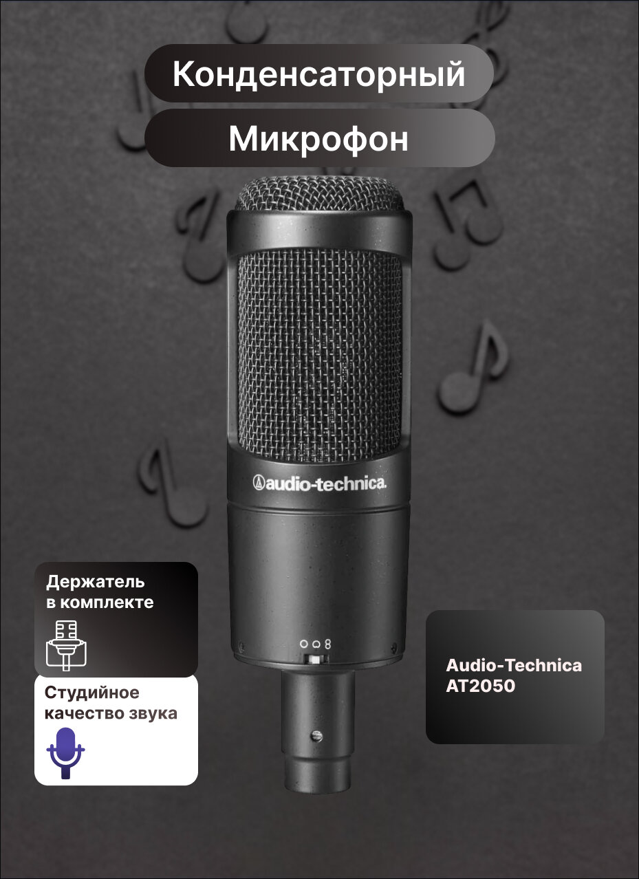 Микрофон конденсаторный студийный Audio-Technica AT2050 (Черный)
