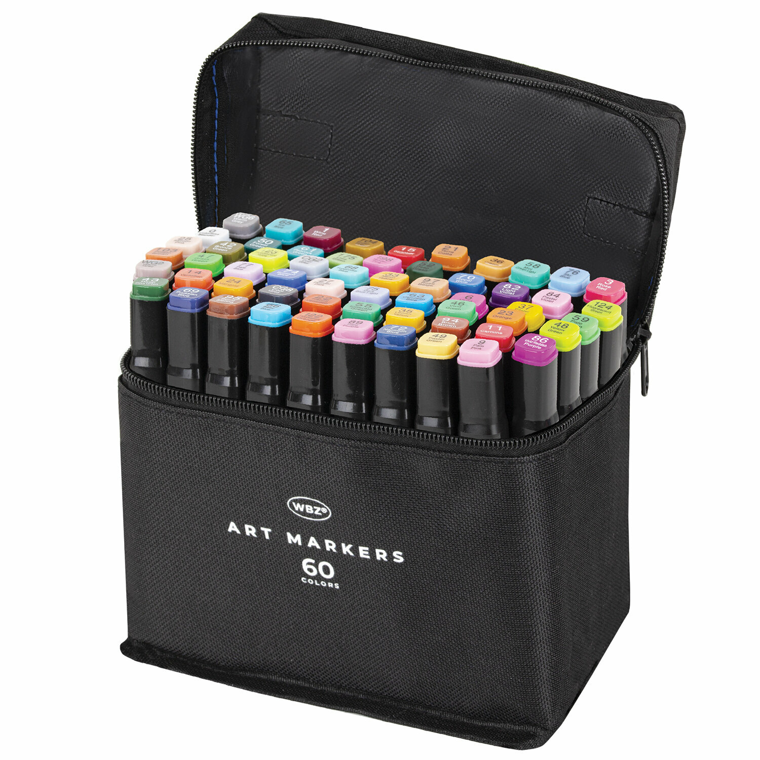 Маркеры для скетчинга WBZ двусторонние, текстильный чехол, 60 шт