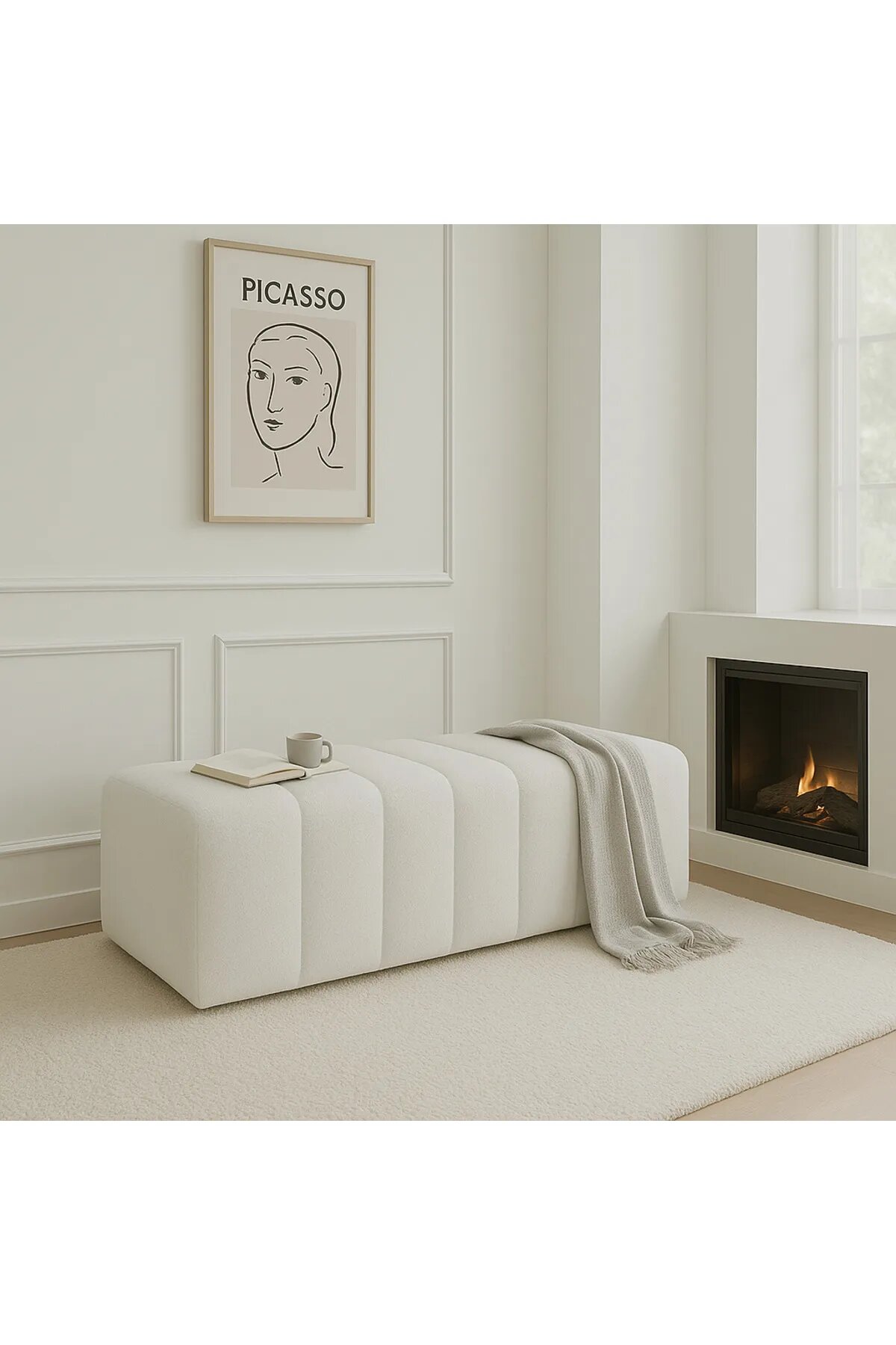 Банкетка 120х40х55см, белый, велюр, с выбором оттенка . Для дома, спальни, прихожей, салона, фотостудии, с выбором цвета