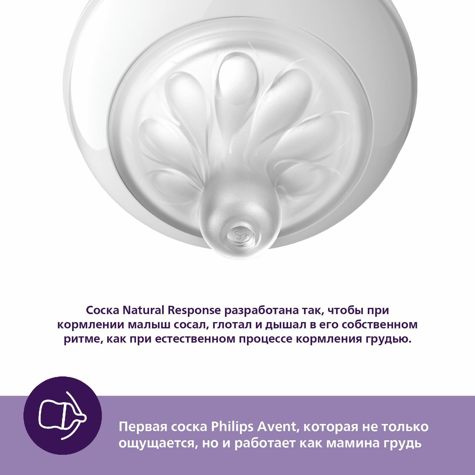 Соска силиконовая Philips Avent Natural Response, SCY965/02, с быстрым потоком от 6 мес, 2 шт