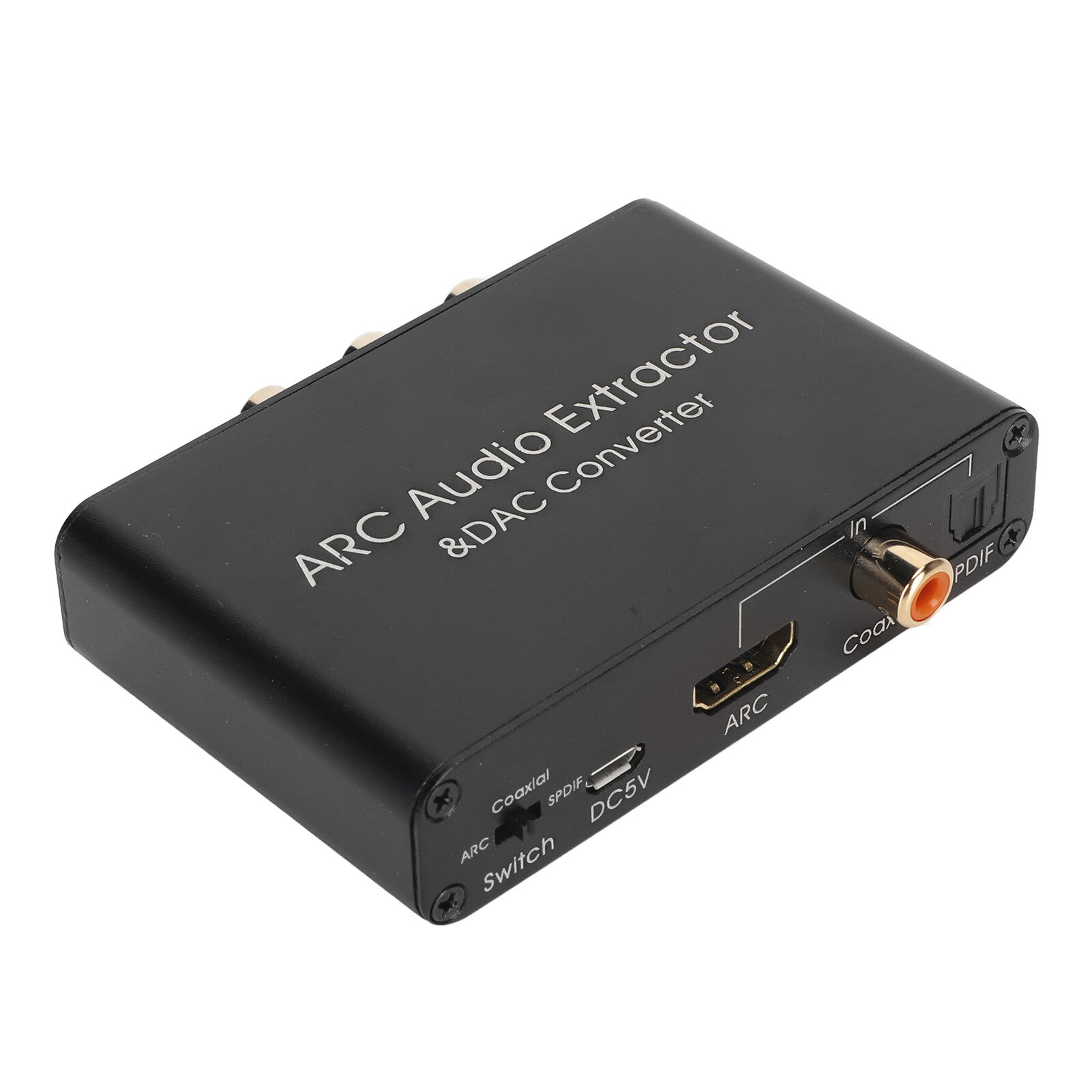 HD Output ARC Sound Extractor 192KHz Optical SPDIF 3.5mm Headphone Port Digital Analog Sound Converter для домашнего кинотеатра ТВ, Aluminium Alloy, Micro USB, 90x73x21mm, 1 шт Sound Converter, 1 шт Charging Cable, 1 шт Instruction Manual