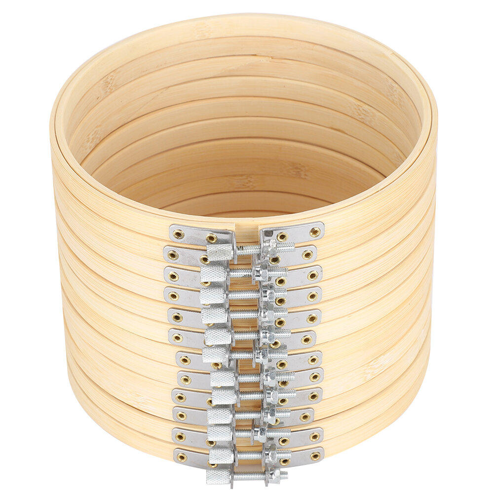 12 шт. Бамбуковые пяльцы для вышивания, регулируемая рамка для вышивки крестом, круглые швейные клип