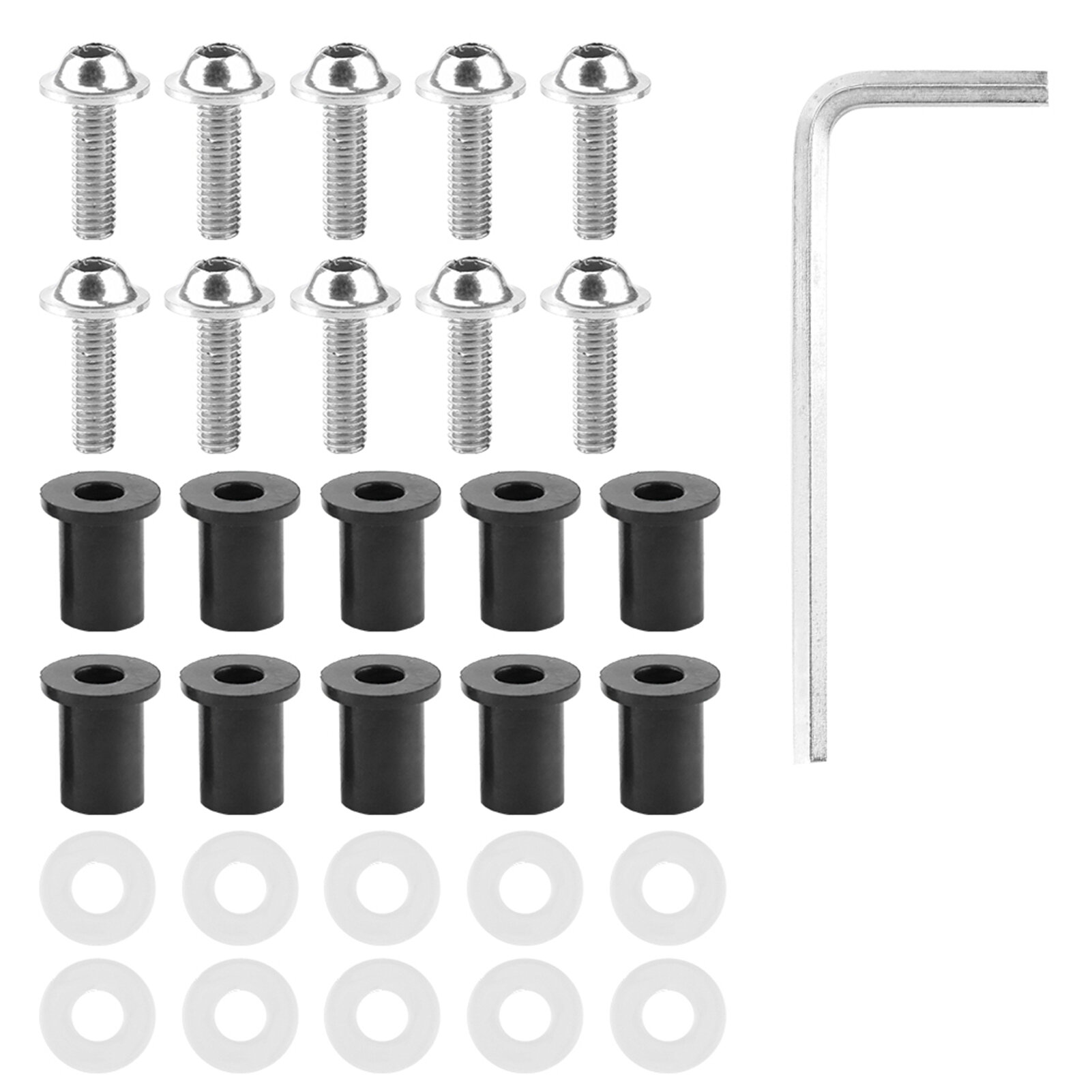 10шт Болты Лобового Стекла Мотоцикла Гайки Шайбы Универсальные Комплекты Для Крепления Обтекателя Мотоцикла Серебристый