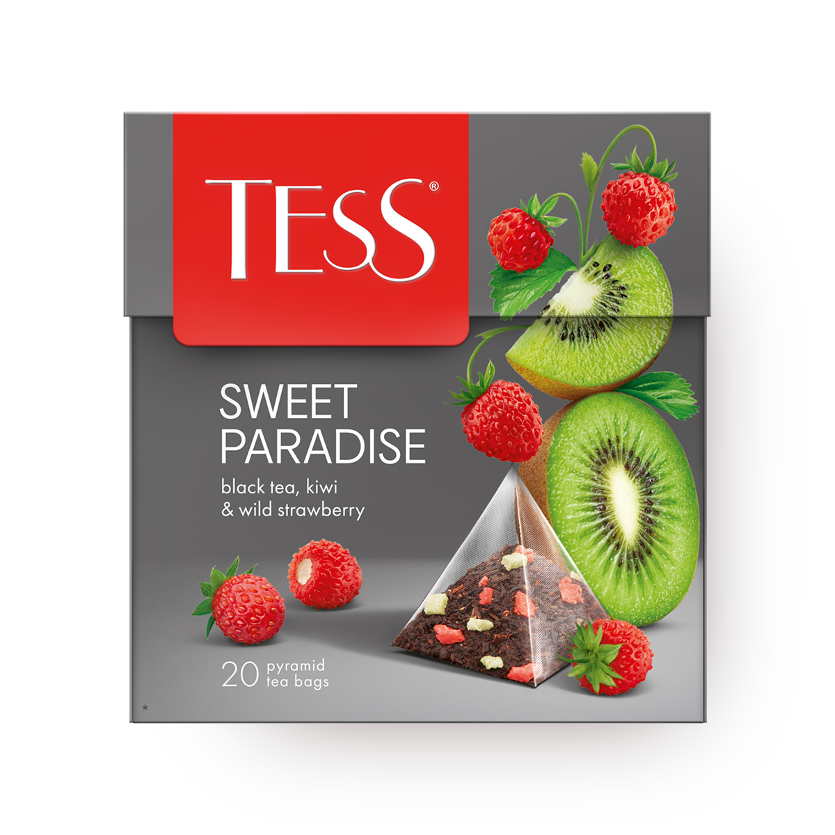 Чай Tess Sweet Paradise, чёрный, в пирамидках, с ароматом киви и земляники, 36 г