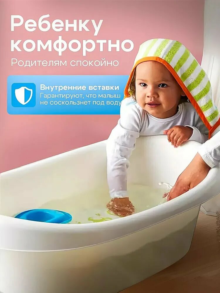 Ванночка для купания BOLMEN, бело-зеленая, для новорожденных, 43х24х71см