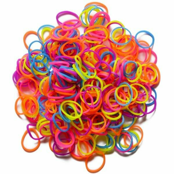 Резинки для плетения браслетов Rainbow Loom Силикон, Неон Микс, Neon Mix (B0071)