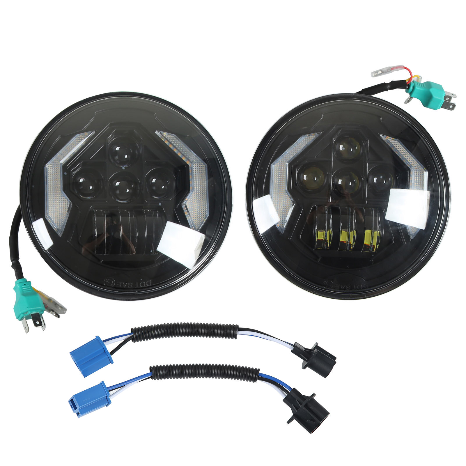 7-дюймовые круглые светодиодные фары ближнего и дальнего света, дневные ходовые огни, степень защиты IP67, водонепроницаемые, для автомобилей и мотоциклов, 2 шт.