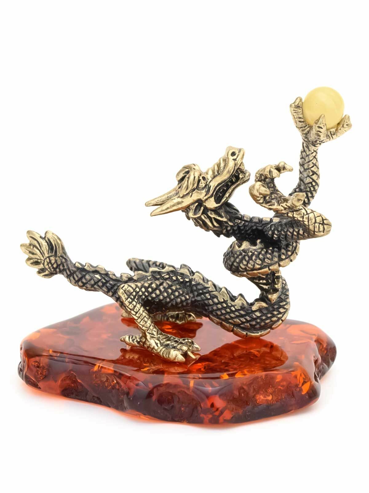 Сувенирная фигурка - Дракон Водный, Балтийский Янтарь, 4,5 см
