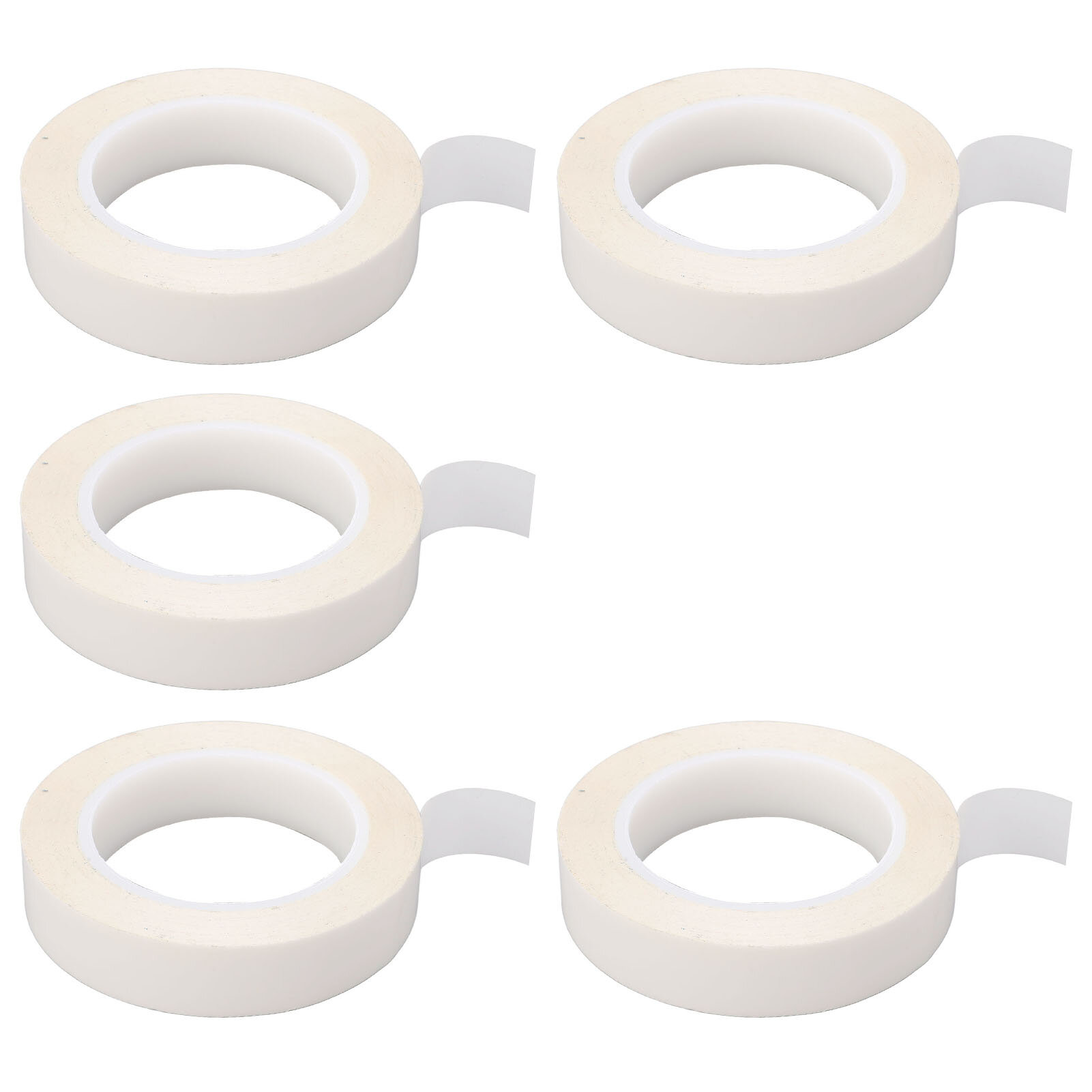 5 ШТ Клейкая изолента из ПЭТ толщиной клеевого слоя 0,05 мм белая для электрических целей, ширина 25 мм, длина 66 м