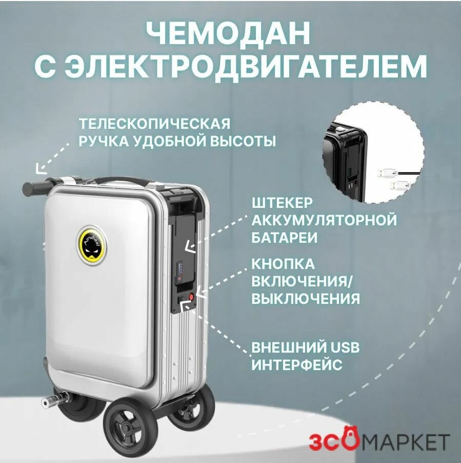 Чемодан-самокат SE3S серебряный