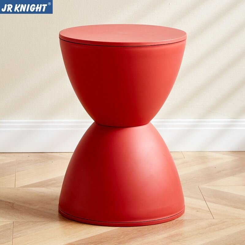 Табурет JR Knight, пластик, круглый, с полкой, арт-деко, 30х43 см, 1 шт, красный