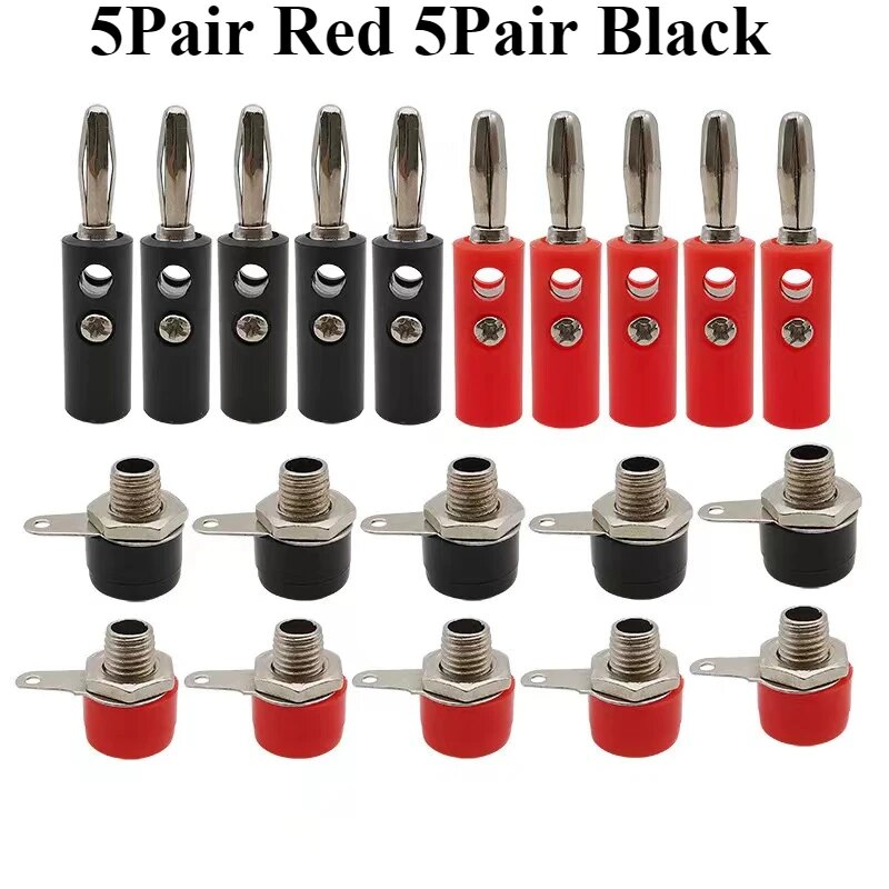 10 пар разъемов банана 4 мм красный черный Red and Black