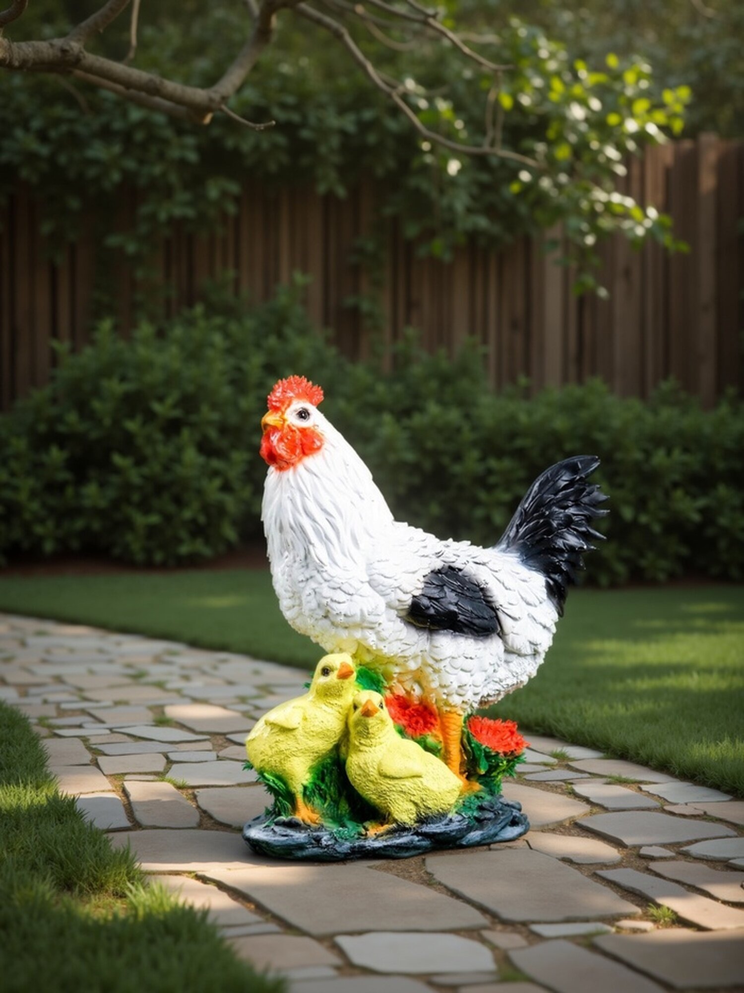 Садовая фигура из полистоуна «Курица с цыплятами», 33×17×25 см