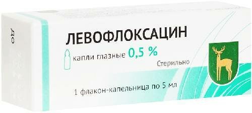 Левофлоксацин 0.5%, капли глазные, 5 мл.