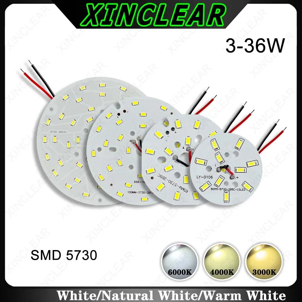 Светодиодный модуль SMD5730 3-36 Вт теплый белый XC-3-36W Natural White 4000K, 9W 65mm, Female Connector