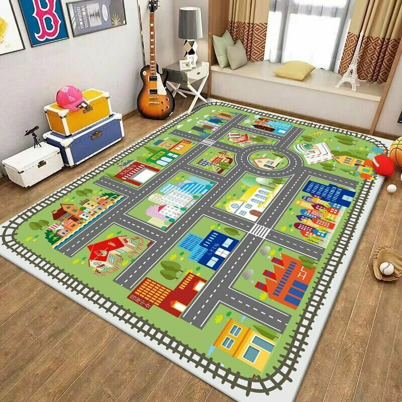 Коврик детский 120х160 см, игровой с изображением города/дорог, ковер для мальчика и девочки