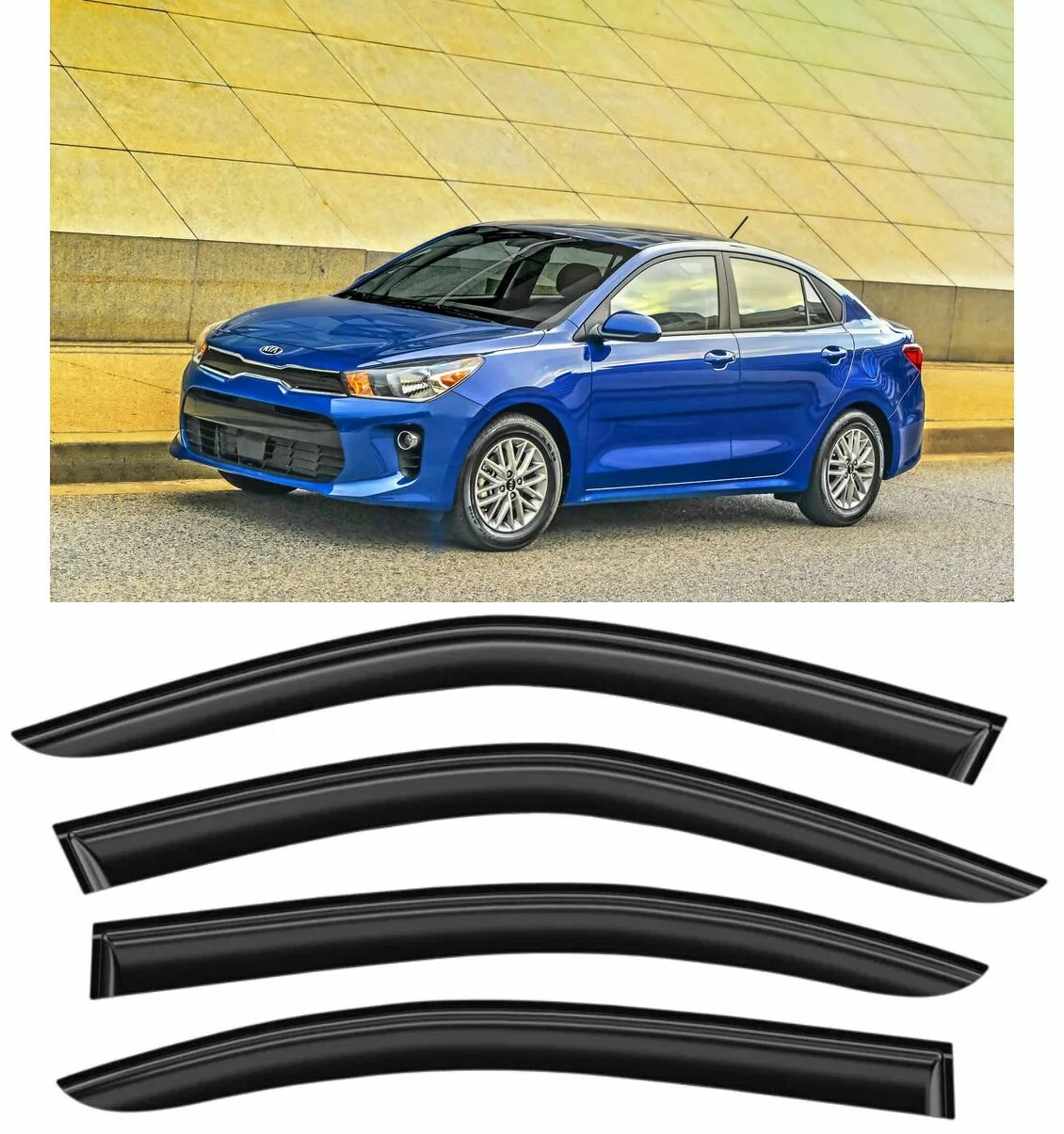 Дефлекторы боковых окон KIA Rio Киа Рио седан (2017-2020)