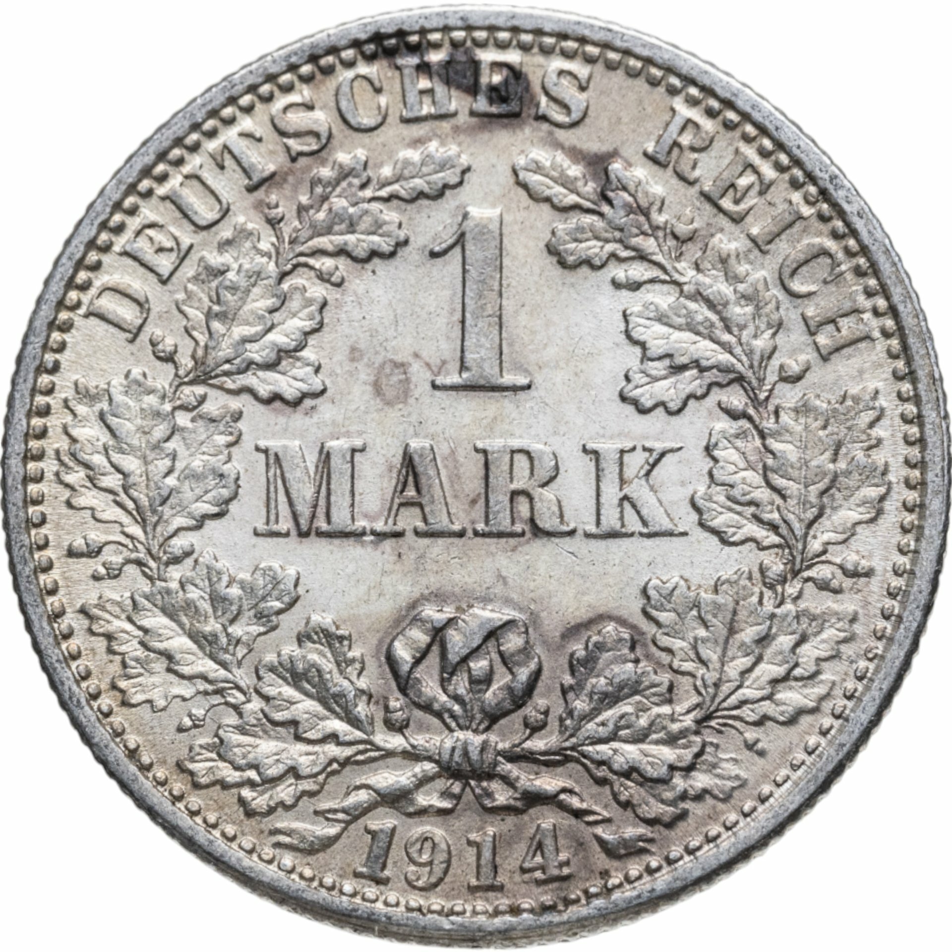 Германия Германская империя 1 марка 1914 "F", Серебро 900, в сохранности AU